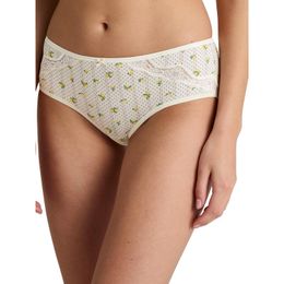 Calida Damen Calida Panty &raquo;Toujours Print&laquo; Jacquard-Optik, Single Jersey, elastisch, florale Spitzen-Details wei&szlig; XS (36/38)