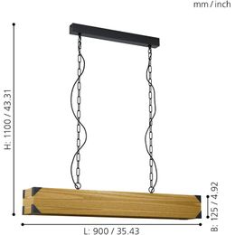 Eglo Pendelleuchte &raquo;HARBOROUGH&laquo; E27 H&auml;ngeleuchte, H&auml;ngelampe braun