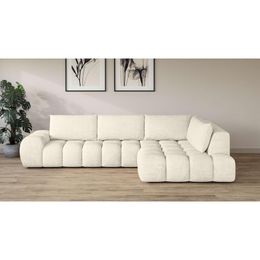 OTTO home Ecksofa &raquo;AZITA L-Form, XL 296 cm - Designsofa in Bubble-Optik&laquo; lose R&uuml;ckenkissen, traumhafte Steppung beige 100% Polyester