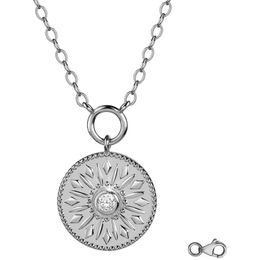 Firetti Damen Kette mit Anh&auml;nger &raquo;Schmuck Geschenk Silber 925 Halsschmuck Ankerkette Anh&auml;nger Sonne&laquo; Made in Germany - mit Zirkonia (synth.) silber