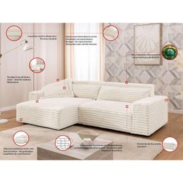 OTTO home Ecksofa &raquo;KINLEE Design-Sofa mit Recamiere rechts/links, Ma&szlig;e B/T/H 251/144/70cm&laquo; L-Form mit Wellenunterfederung, ohne Bettfunktion, modern 