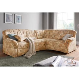 DOMO collection Ecksofa &raquo;Bahia, zeitlos und elegant, bequeme Armlehnen, L-Form&laquo; wahlweise mit Bettfunktion beige Luxus-Microfaser (100% Polyester), 