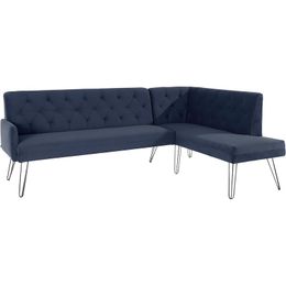 exxpo - sofa fashion Eckbank &raquo;Doppio, Chesterfield Optik, komfortabel und bequem, hohe Designf&uuml;&szlig;e&laquo; Frei im Raum stellbar blau 100% Polyester