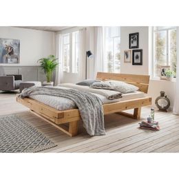 Home Affaire Massivholzbett &raquo;Ultima Balkenbett Doppelbett, F&uuml;&szlig;e mit Kufenform&laquo; hohe Belastbarkeit: 200kg je Seite, Massivholz, Skandinavisches Design,