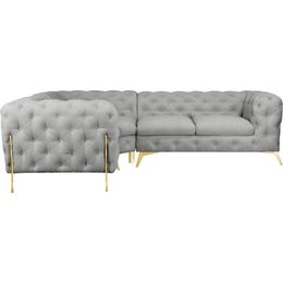Home Affaire Chesterfield-Sofa &raquo;Amaury L-Form&laquo; moderne Chersterfield-Optik, Breite 262 cm, Fu&szlig;farbe w&auml;hlbar silber Struktur (100% Polyester);Samtoptik