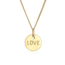 Elli Premium Damen Kette mit Anh&auml;nger &raquo;Love-Schriftzug Liebe Wording 585 Gelbgold&laquo; gold
