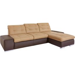 Sit & More sit&more Ecksofa &raquo;Palomino L-Form&laquo; wahlweise XL oder XXL und mit Bettfunktion braun Kunstleder SOFTLUX /Struktur (100% Polyester);Kunstleder SOFTLUX /
