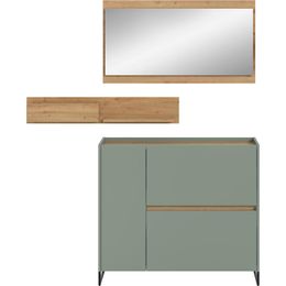 Home Affaire Garderoben-Set &raquo;EVRID, 3-teilig, Breite 140 cm, individuell stellbar & erweiterbar&laquo; best. aus: Kommode, Wandboard & Spiegel, 3 Stk. tlg. 