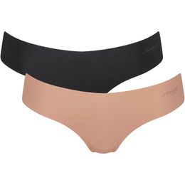 Sloggi Damen Sloggi String &raquo;ZERO Microfibre 2.0&laquo; 2er Pack, nahtlos, unsichtbar unter enger Kleidung, ultraleicht, Hipster-Stil braun XS