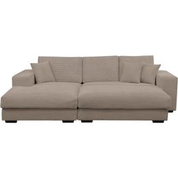 WERK2 Polstergarnitur &raquo;Eden L-Form + Hocker. Mega Couch Breite 286cm, Cord&laquo; Set, Design Ecksofa + Hocker in Cord mit besonders weichem Sitzkomfort 