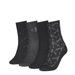 Calvin Klein Jeans Damen Socken &raquo;CKJ WOMEN SOCK 4P HOLIDAY PACK AOP&laquo; 4er Pack, 4 Paar tlg. Logo, schmales B&uuml;ndchen schwarz - (37/41)