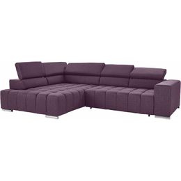 exxpo - sofa fashion Ecksofa &raquo;Elias, aktuelle Kreuzsteppung im Sitz, bequem, Breite 307cm, L-Form&laquo; mit Kopf- bzw. R&uuml;ckenverstellung, wahlweise mit 