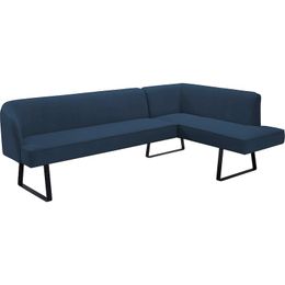 exxpo - sofa fashion Eckbank &raquo;Americano&laquo; mit Keder und Metallf&uuml;&szlig;en, Bezug in verschiedenen Qualit&auml;ten blau