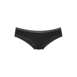 Lascana Damen Lascana Brasilslip 3er-Set, aus elastischer Baumwolle mit weicher Spitze schwarz 36/38