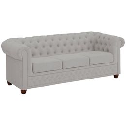 Home Affaire Chesterfield-Sofa &raquo;New Castle&laquo; mit hochwertiger Knopfheftung in Chesterfield-Design, B/T/H: 203/86/72 silber