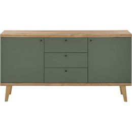 Home Affaire Sideboard &raquo;MAVAS&laquo; in moderner Trendfarbe, Griffe aus Metall (Schwarz), Breite 160 cm gr&uuml;n