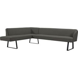 exxpo - sofa fashion Eckbank &raquo;Americano&laquo; mit Keder und Metallf&uuml;&szlig;en, Bezug in verschiedenen Qualit&auml;ten grau