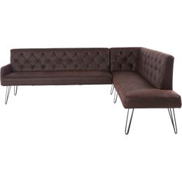 exxpo - sofa fashion Eckbank &raquo;Doppio, Chesterfield Optik, komfortabel und bequem, hohe Designf&uuml;&szlig;e&laquo; Frei im Raum stellbar braun 100% Polyester