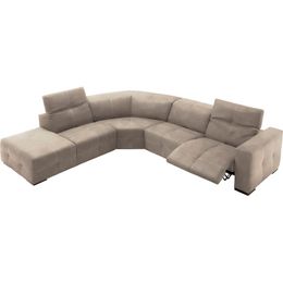 Egoitaliano Ecksofa &raquo;Sauvanne, Designsofa der Extraklasse, elegant und bequem&laquo; wahlweise mit elektrischer Relaxfunktion, Kopfteilverstellung beige Leder &raquo;BULL&laquo; (