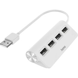 Hama USB-Adapter &raquo;USB-Hub mit 4 USB-A Ports, USB-A Stecker, 480 Mbit/s, 15 cm Kabell&auml;nge&laquo; 15 cm Verbinden von PC, Notebook, Tablet mit USB-Stick, Tastatur,
