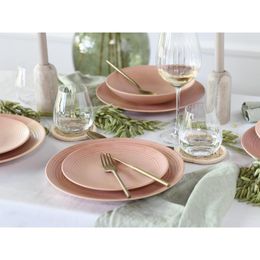 Creatable Teller-Set &raquo;Catania, Tellerset 12-tlg.&laquo; Vintage Farben, Ausdrucksstarkes Relief, Handwerklicher Charakter orange Steinzeug
