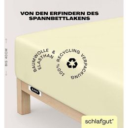 Schlafgut Spannbettlaken &raquo;EASY Jersey Elasthan Boxspring&laquo; MADE IN GREEN by OEKO-TEX gelb Jersey, Obermaterial: 95% Baumwolle, 5% Elasthan