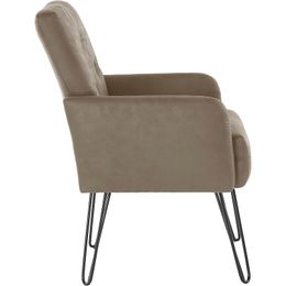 exxpo - sofa fashion Sessel &raquo;Doppio, Loungesessel mit Designuntergestell, bequem und elegant&laquo; aufwendige R&uuml;ckenverarbeitung, Breite 61 cm braun