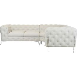 Home Affaire Chesterfield-Sofa &raquo;Amaury L-Form&laquo; moderne Chersterfield-Optik, Breite 262 cm, Fu&szlig;farbe w&auml;hlbar beige Struktur (100% Polyester);Samtoptik 