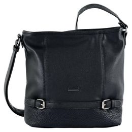 Tom Tailor Damen Tom Tailor Hobo &raquo;Juna&laquo; aus soft genarbtem ledrigen Material mit gl&auml;nzenden Metall-Accessoires schwarz