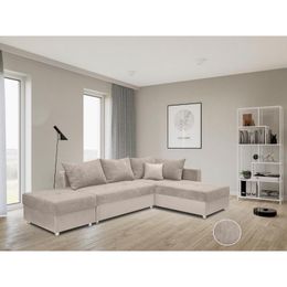 Collection AB Ecksofa &raquo;Italia L-Form&laquo; mit Bettfunktion und Bettkasten, in Cord-Samt Mix beige 100%Polyester