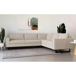 Home Affaire Ecksofa &raquo;Pinto, XXL, 250/290 cm, langer Schenkel, Ottomane&laquo; Cord, Chenille, Lederoptik, mit Keder, Metallf&uuml;&szlig;e, Wellenunterfederung beige 