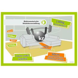 Jockenh&ouml;fer Ecksofa &raquo;Zoom, L-Form, 140kg Belastbarkeit je Sitzplatz&laquo; 60cm elektromotorische Sitztiefenverstellung,USB-Ladeports,Kopfst&uuml;tzen Korpus: 100% Polyester