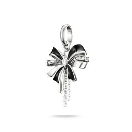 Thomas Sabo Damen Thomas Sabo Charm-Einh&auml;nger &raquo;Charm Schleife schwarz - Connect&laquo; mit Zirkonia (synth.) wei&szlig;