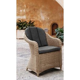 Destiny Balkonset &raquo;MALAGA&laquo; 2x Sessel, 1x Beistelltisch, inkl. Auflagen, 7 Stk. tlg. Aluminium, Polyrattan beige Aluminium, Geflecht Rattan, Polyrattan