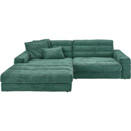 3C Candy Ecksofa &raquo;Stripes Mega-Sofa, bequem und komfortabel, L-Form&laquo; Lose R&uuml;ckenkissen, mit feiner Quersteppung, Cord-Bezug gr&uuml;n 88% Polyester, 12% 