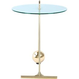 Kayoom Beistelltisch &raquo;Pendulum 525, mit runder Tischplatte&laquo; 1 Stk. tlg. Marmoroptik, Gestell im Pendel-Design, praktisch tragbar wei&szlig; Stahl, Glas
