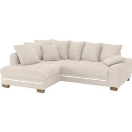 Ecksofa &raquo;Nikita II, L-Form&laquo; mit Kaltschaum, RGB-LED Beleuchtung, wahlweise mit Bett, Bettkasten beige Stripes (92% Polyester / 8% Nylon)