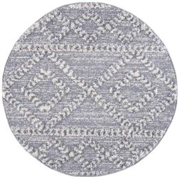 Carpet City Hochflor-Teppich &raquo;Focus 3022&laquo; rund 20 mm H&ouml;he Boho-Teppich, Hochtief-Muster/ 3D-Effekt, f&uuml;r Wohnzimmer, Schlafzimmer grau Polypropylen