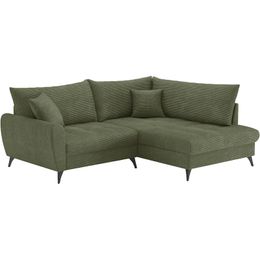 Ecksofa &raquo;Blackburn II L-Form&laquo; Wahlweise mit Kaltschaumpolsterung bis 140 kg belastbar gr&uuml;n Stripes (92% Polyester / 8% Nylon)