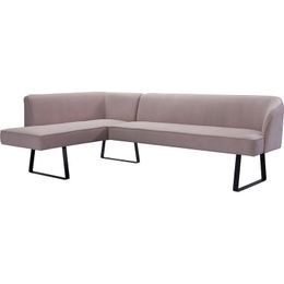 exxpo - sofa fashion Eckbank &raquo;Americano&laquo; mit Keder und Metallf&uuml;&szlig;en, Bezug in verschiedenen Qualit&auml;ten pink