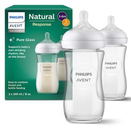 Philips Avent Babyflasche &raquo;Natural Response Babyflasche&laquo; aus Glas, 2er-Pack, mittlere Durchflussrate transparent Glas Entwickelt mit Anti-colic-Ventil