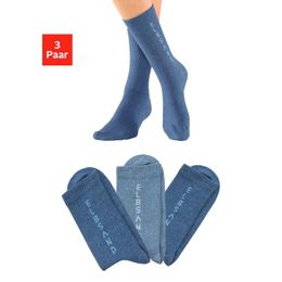 ELBSAND Herren Socken Packung, 3 Stk. tlg. mit eingestricktem Schriftzug blau 35-38