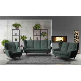 exxpo - sofa fashion 3-Sitzer &raquo;ALVESTA, Loungesofa, K&uuml;chensofa, hoher Sitzkomfort, Ohrenbackensofa&laquo; gem&uuml;tliche R&uuml;ckenlehne, mit Knopfheftung und hohen