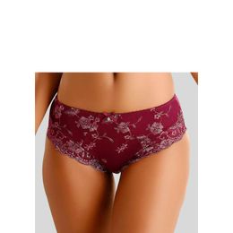 Lascana Damen Lascana Slip &raquo;Wanda&laquo; in abdeckender Schnittform und Stickerei Spitze rot 52/54