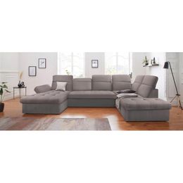 Sit & More sit&more Wohnlandschaft &raquo;Stardust U-Form&laquo; inklusive Kopfteilverstellung und Armlehnenfunktion grau Flachgewebe ( 100% Polyester);Kunstleder SOFTLUX ;