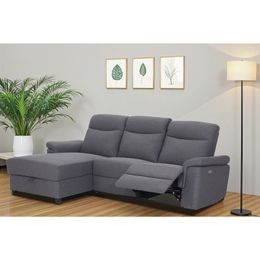 Home Affaire Ecksofa &raquo;BRIONNE, L-Form, 255cm, manuelle u. elektrische Funktion (USB A/C),&laquo; Liegefunktion, Stauraum, Federkernpolsterung, Webstoff grau