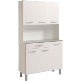 Parisot Buffet &raquo;Spoon 1, K&uuml;chenbuffet, viel Stauraum, 6 T&uuml;ren&laquo; B/H/T ca. 100x185x40, 1 Stk. tlg. Schublade, Arbeitsfl&auml;che und Regale, ohne Elektroger&auml;te wei&szlig; 