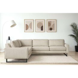 Home Affaire Ecksofa &raquo;Pinto, XXL, 250/290 cm, langer Schenkel, Ottomane&laquo; Cord, Chenille, Lederoptik, mit Keder, Metallf&uuml;&szlig;e, Wellenunterfederung 100% 