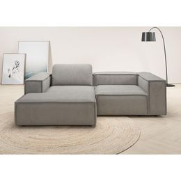 Home Affaire Ecksofa &raquo;Watertown, kompakte L-Form, 246 cm breite f&uuml;r kleinere R&auml;ume&laquo; modernes Ecksofa mit Feincordbezug, platzsparend & bequem grau 95%