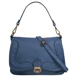 Samantha Look Damen Umh&auml;ngetasche echt Leder, Made in Italy blau